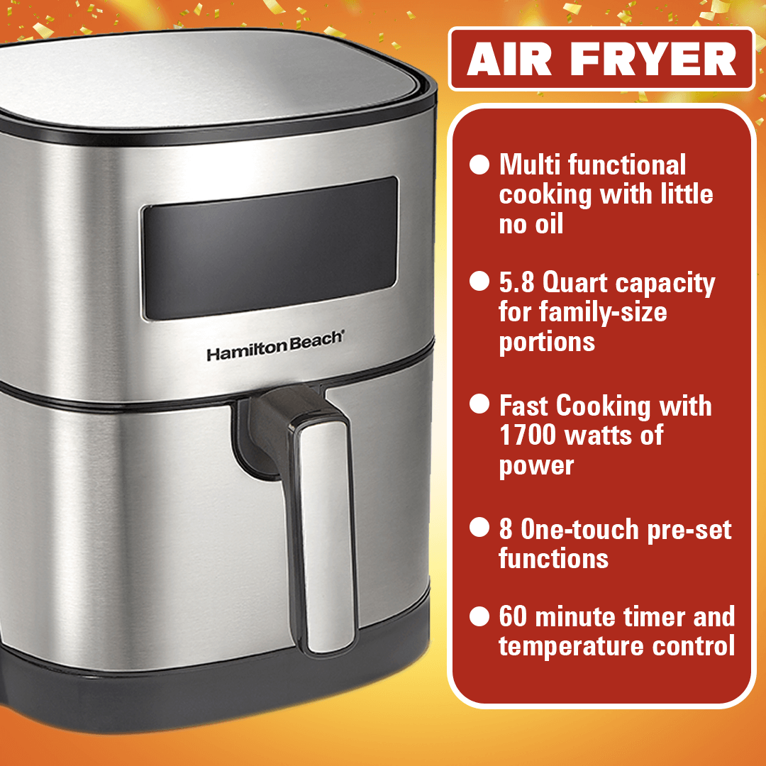 Bundle 2 (Hamilton Beach Digital Air Fryer with Nonstick Basket ...